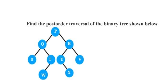 Solved Find the postorder traversal of the binary tree shown | Chegg.com