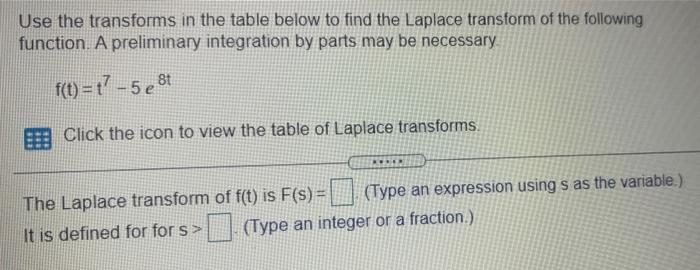 Solved Use the transforms in the table below to find the | Chegg.com