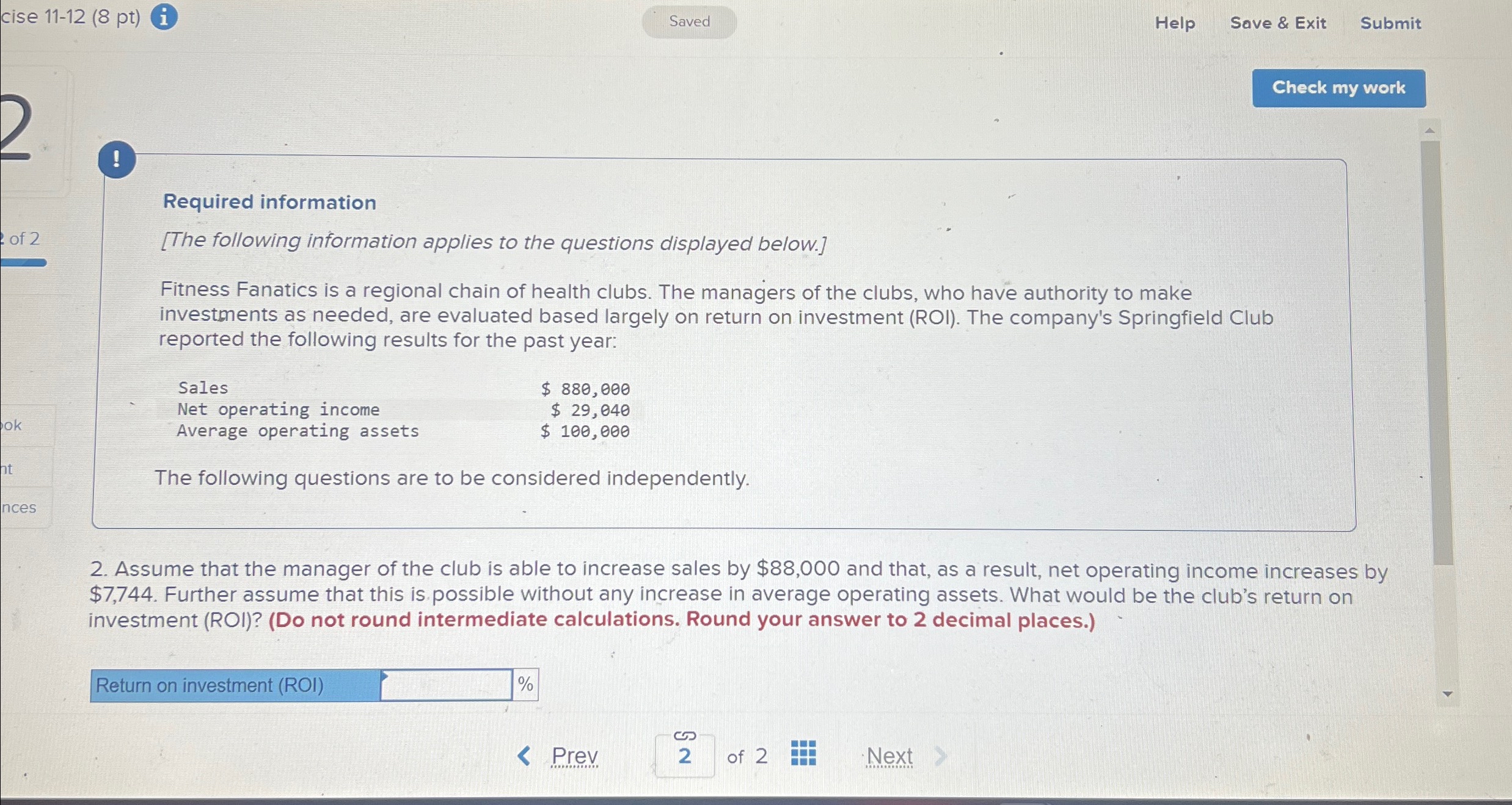 Solved cise 11-12 (8 ﻿pt)HelpSave & ExitSubmit!Required | Chegg.com