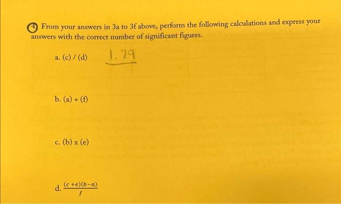 Solved From your answers in 3a to 3f above, perform the | Chegg.com