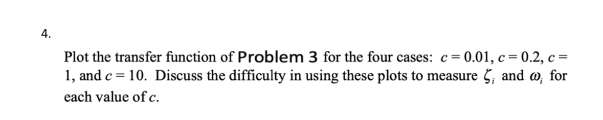 Solved Plot the transfer function of Problem 3 ﻿for the four | Chegg.com