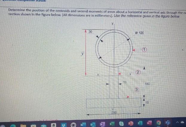 Solved Determine the position of the centroids and second | Chegg.com