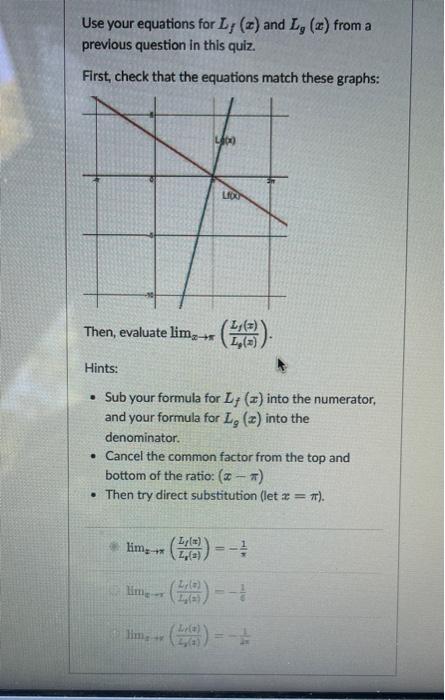 Use your equations for Lf(x) and Lg(x) from a | Chegg.com