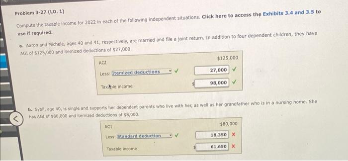Solved Problem 3-27 ( LO. 1) Compute the taxable income for | Chegg.com