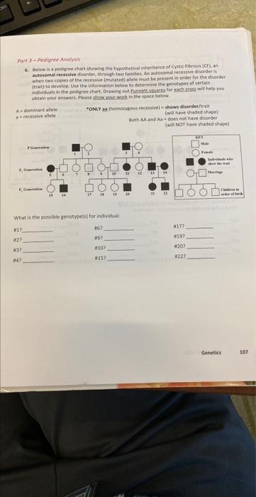 bate: POST-LAA QUESTIONS - Genetics - Lab 9 Fart 1 - | Chegg.com