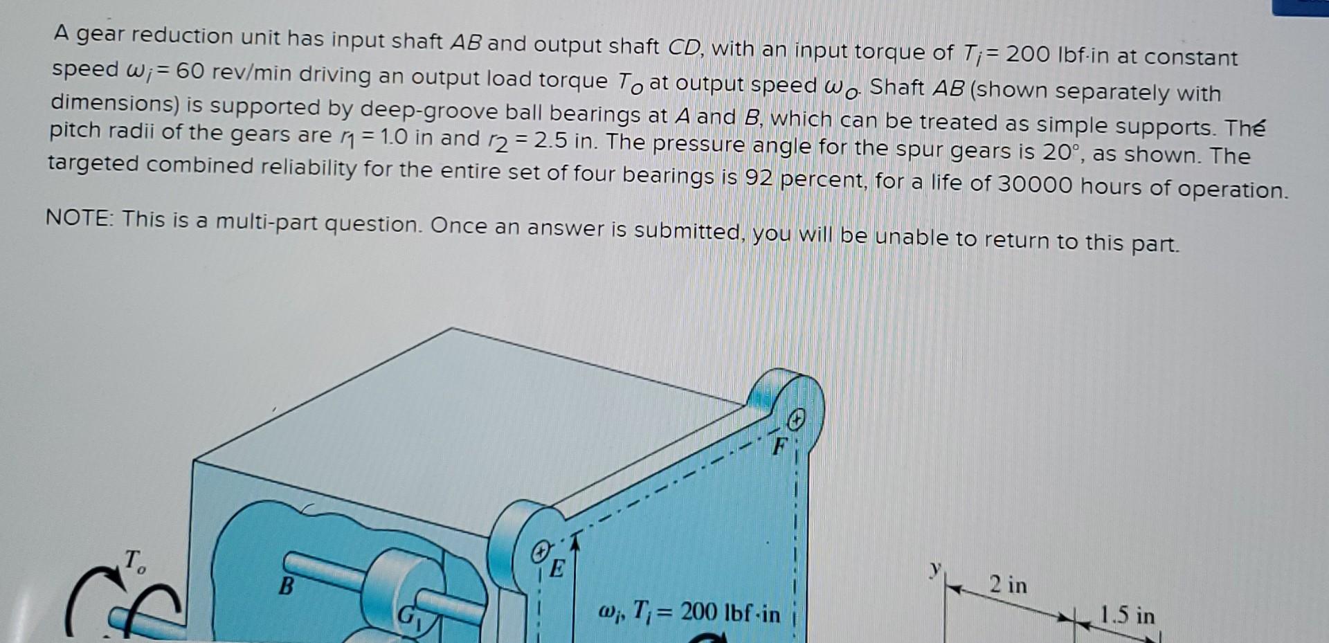 Solved A gear reduction unit has input shaft AB and output | Chegg.com