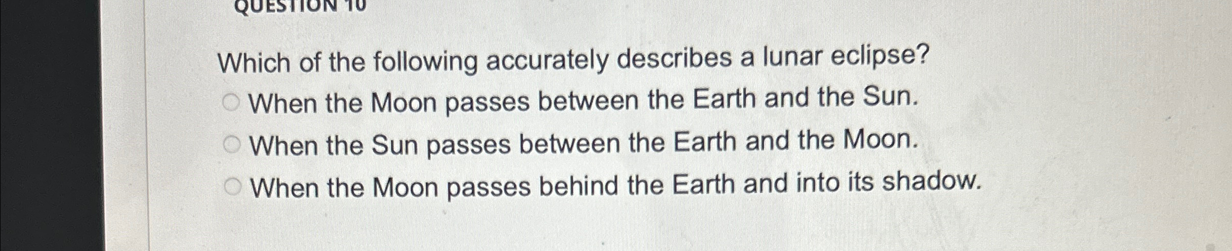 Solved Which of the following accurately describes a lunar | Chegg.com