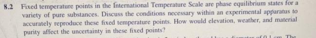Solved 8.2 ﻿Fixed temperature points in the International | Chegg.com