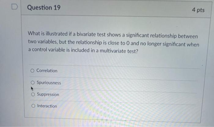 What is illustrated if a bivariate test shows a | Chegg.com