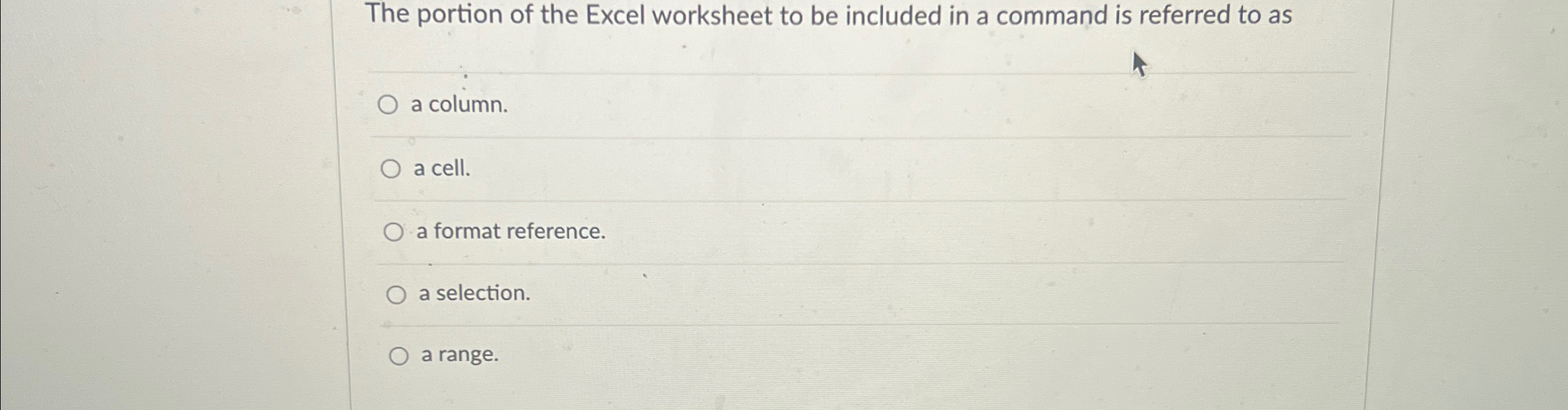 Solved The portion of the Excel worksheet to be included in | Chegg.com