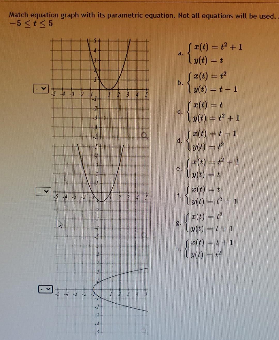 Solved Match equation graph with its parametric equation. | Chegg.com