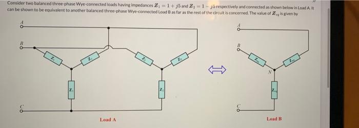 Solved Consider two balanced three-phase Wye-connected loads | Chegg.com