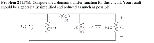 Problem 2(15%) ﻿: Compute the s-domain transfer | Chegg.com
