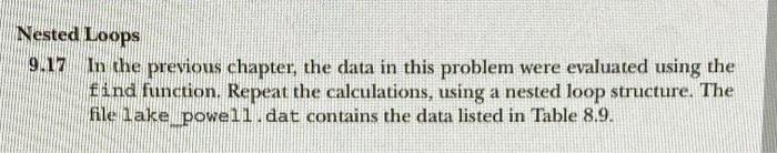 Solved Nested Loops 9.17 In the previous chapter, the data | Chegg.com