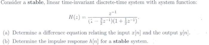 Solved Consider a stable, linear time-invariant | Chegg.com