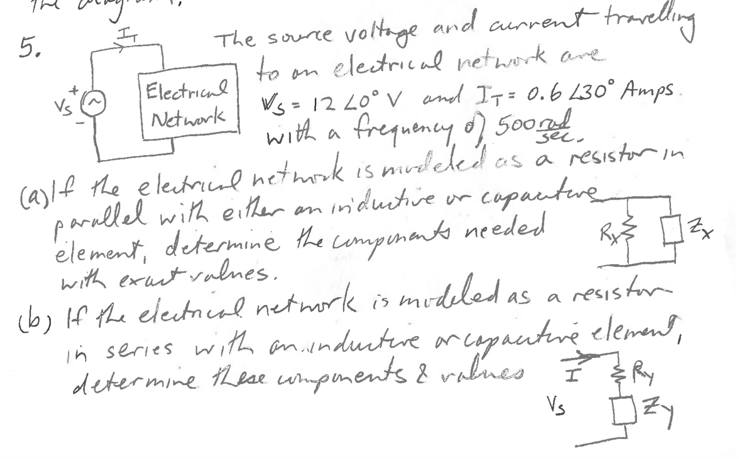 5ie source voltage and current travellingto an | Chegg.com
