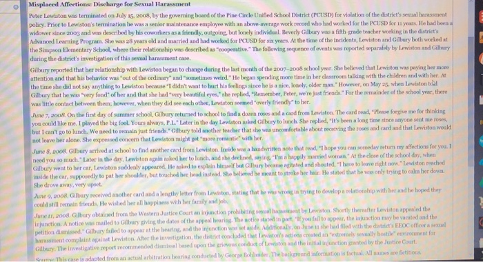 o Misplaced Affections: Discharge for Sexual | Chegg.com