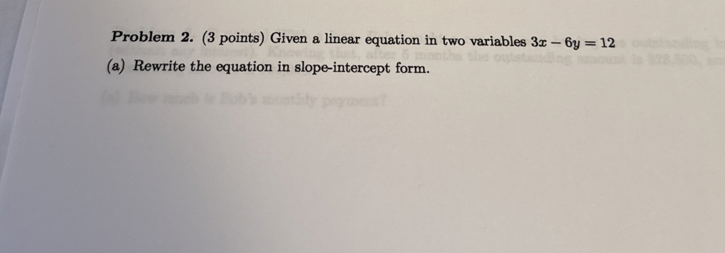 Solved Problem 2. (3 ﻿points) ﻿Given a linear equation in | Chegg.com