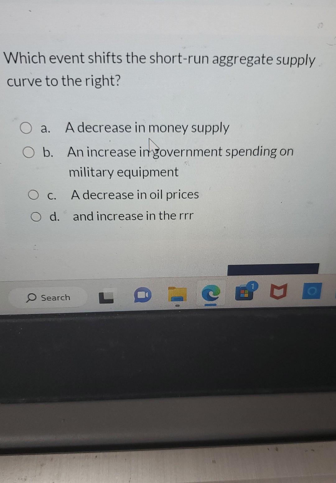 Solved Which Event Shifts The Short Run Aggregate Supply Chegg
