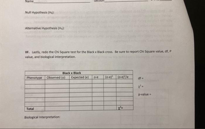 Solved Name Section Group IIE. Both crosses DO obey | Chegg.com