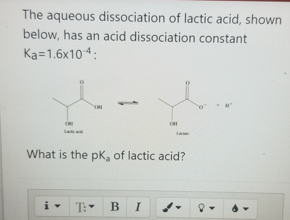Solved The aqueous dissociation of lactic acid, shown below, | Chegg.com