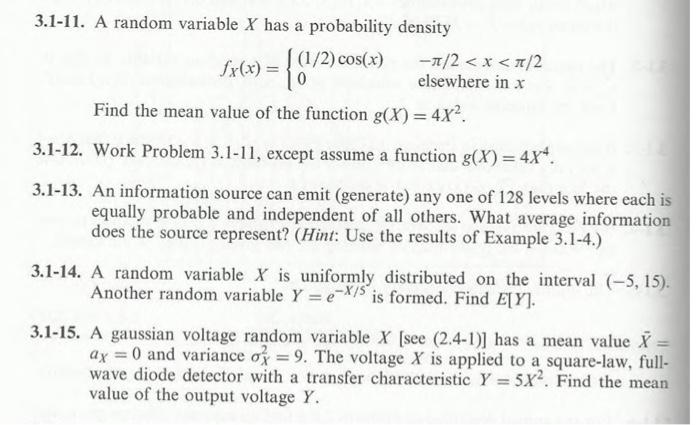 Solved 3.1-11. A random variable X has a probability density | Chegg.com