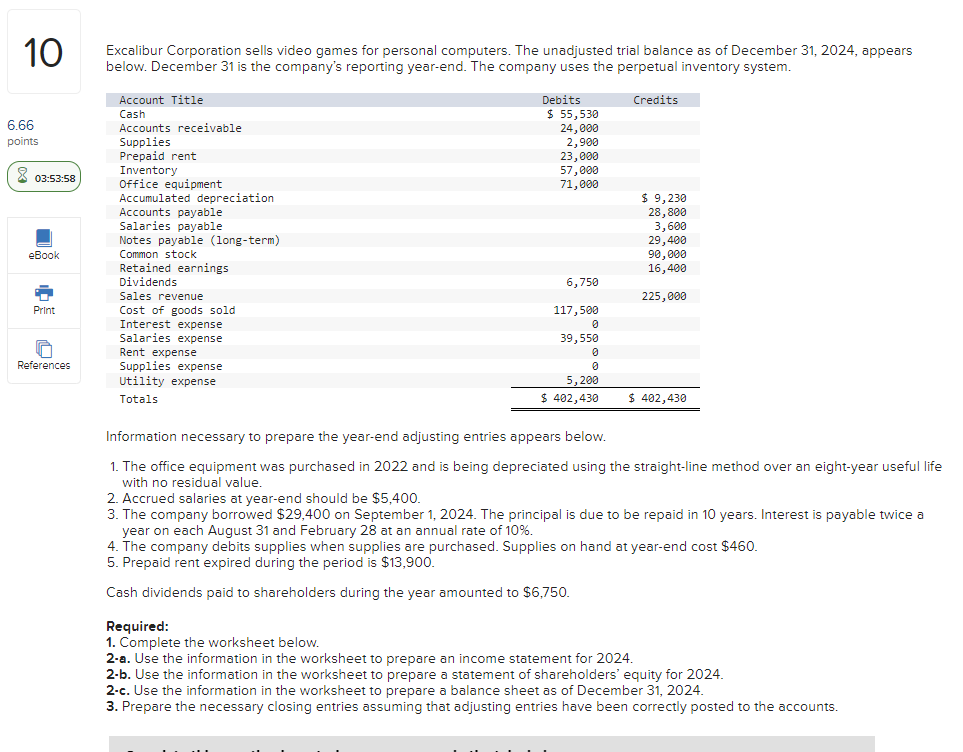 Complete the balance sheet! | Chegg.com