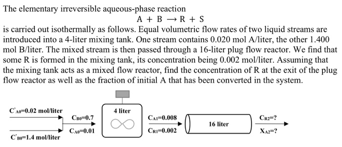 Solved The elementary irreversible aqueous-phase reaction A | Chegg.com