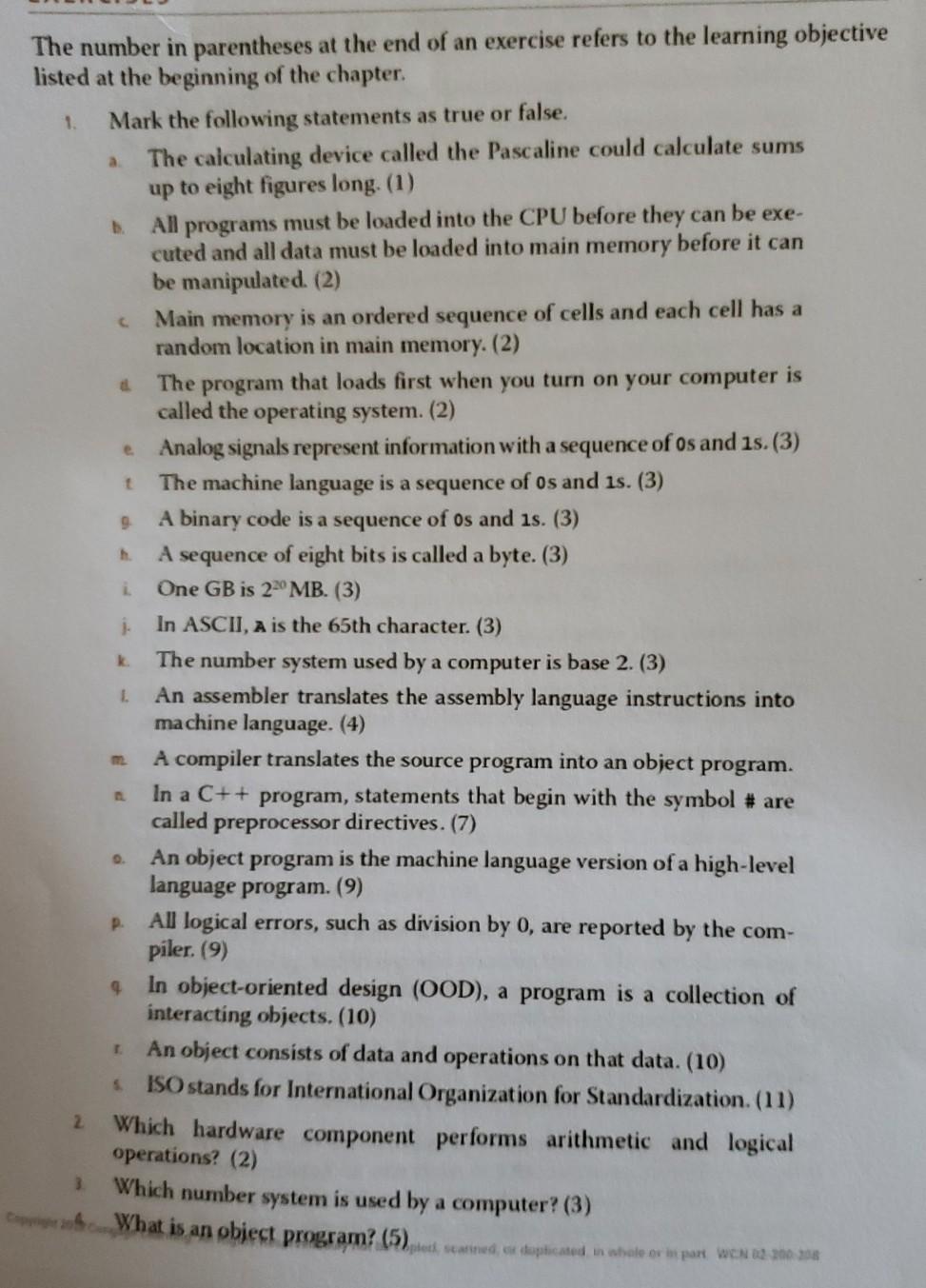 Solved t h The number in parentheses at the end of an | Chegg.com