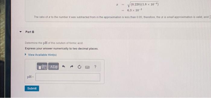 Solved Determine [H3O+]of a 0.220M solution of formic acid | Chegg.com