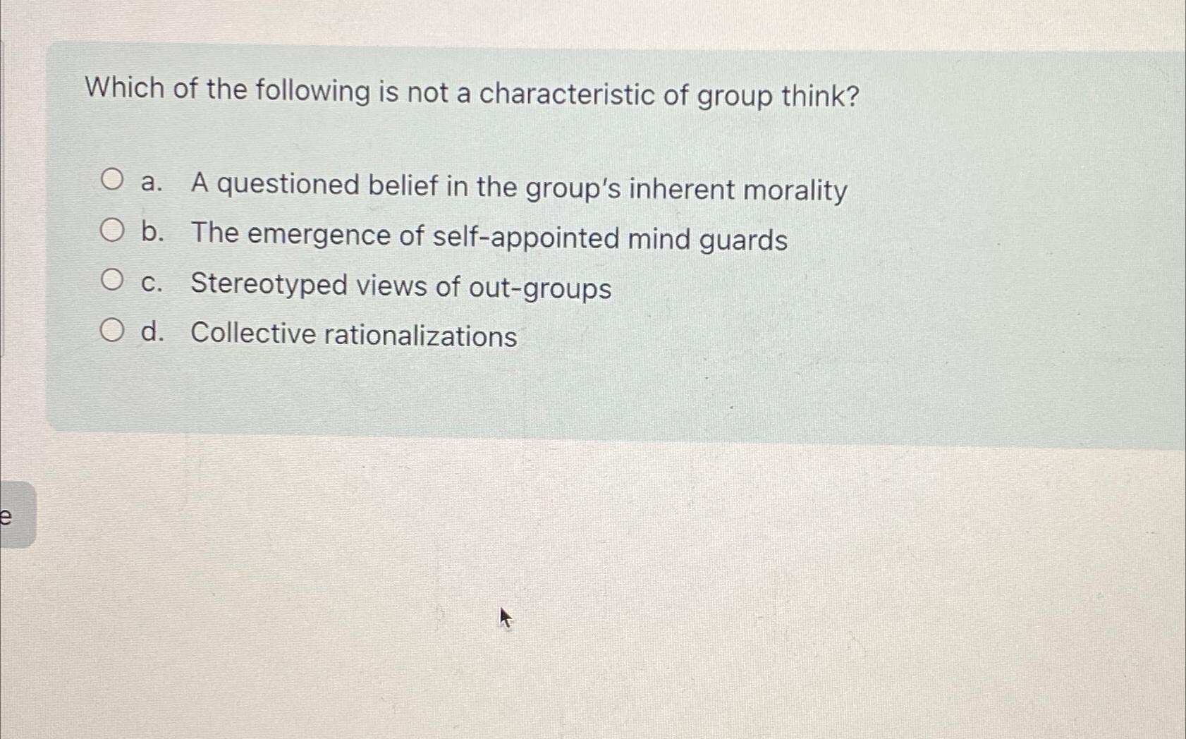 Solved Which of the following is not a characteristic of | Chegg.com