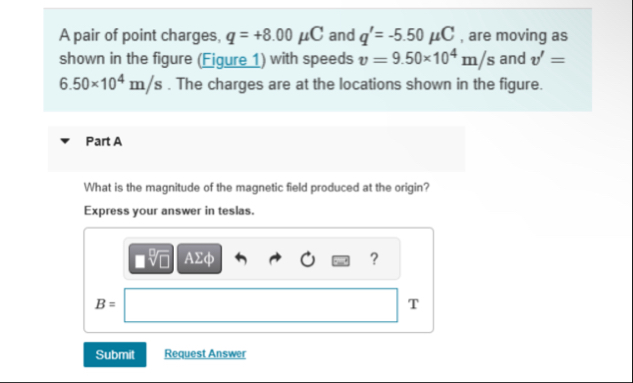 Solved A pair of point charges, q= 8.00μC ﻿and q'=-5.50μC, | Chegg.com