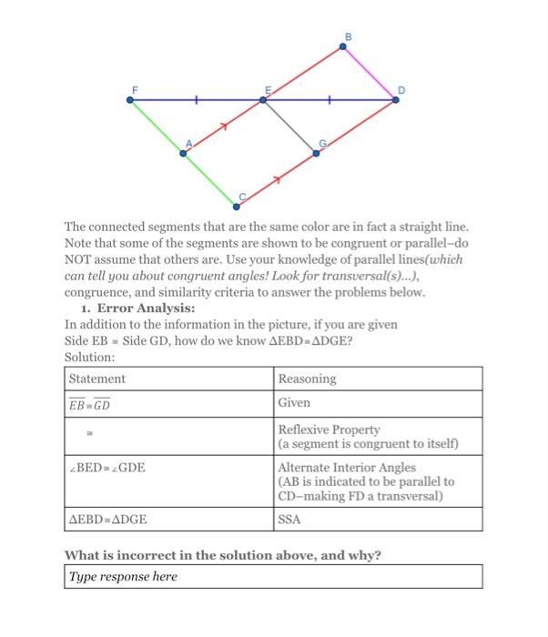 Solved The connected segments that are the same color are in | Chegg.com