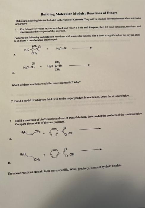 Solved Building Molecular Models: Reactions of Ethers Make | Chegg.com