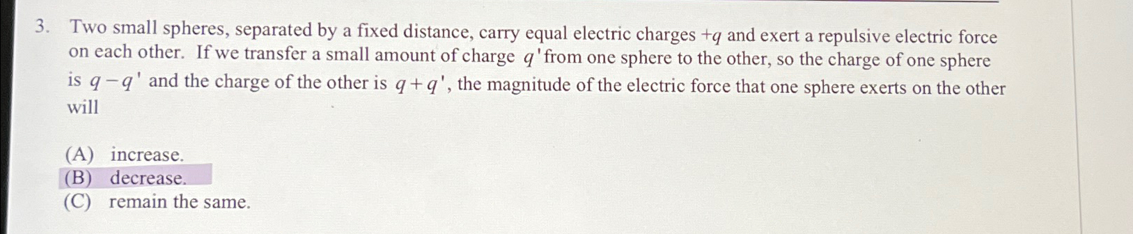 Solved Two small spheres, separated by a fixed distance, | Chegg.com