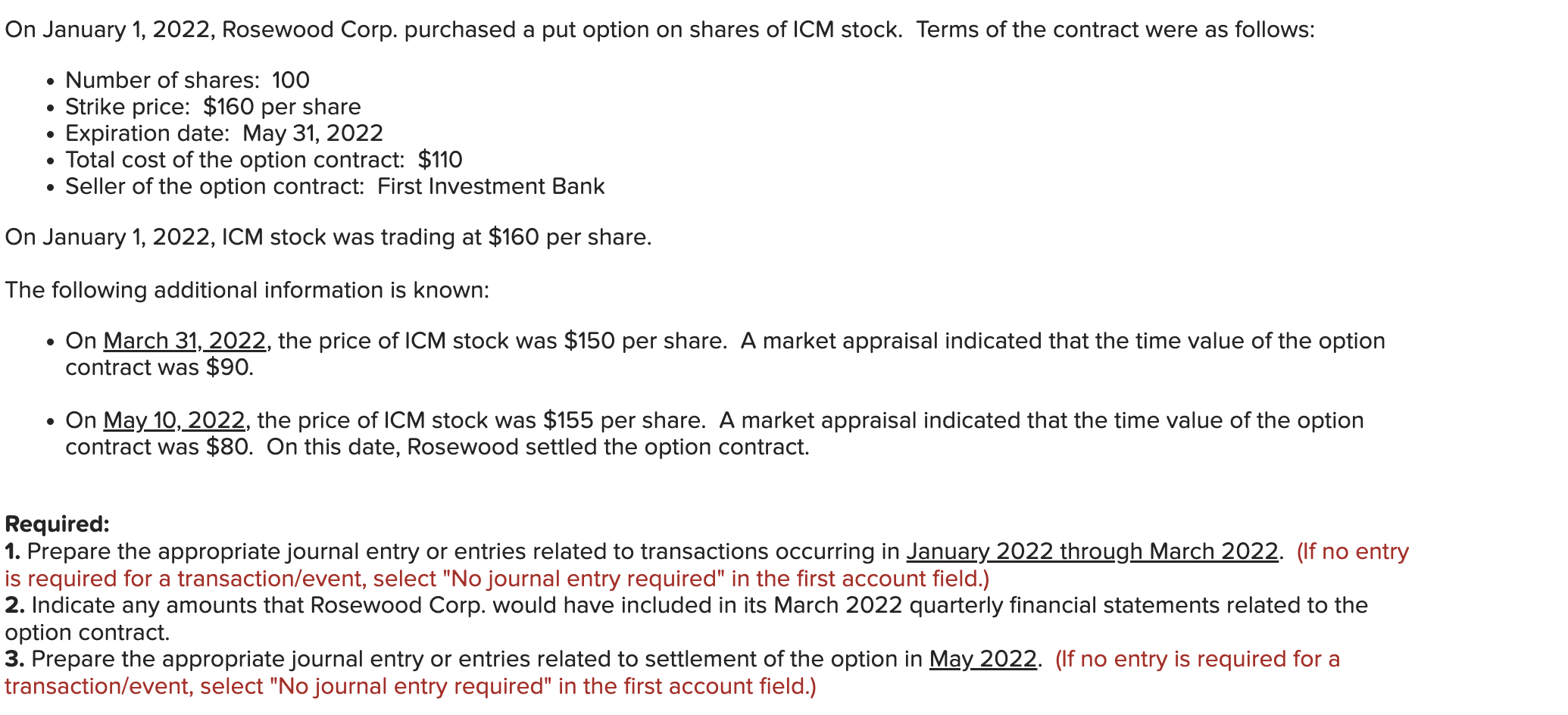 Required:1. ﻿Prepare the appropriate journal entry or | Chegg.com