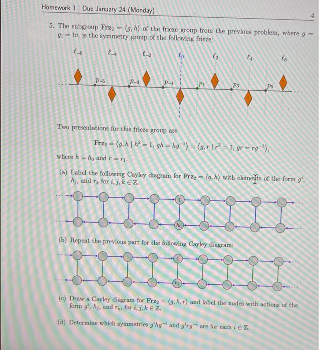 Solved 5. The subgroup Frz2= g,h of the frieze group from | Chegg.com
