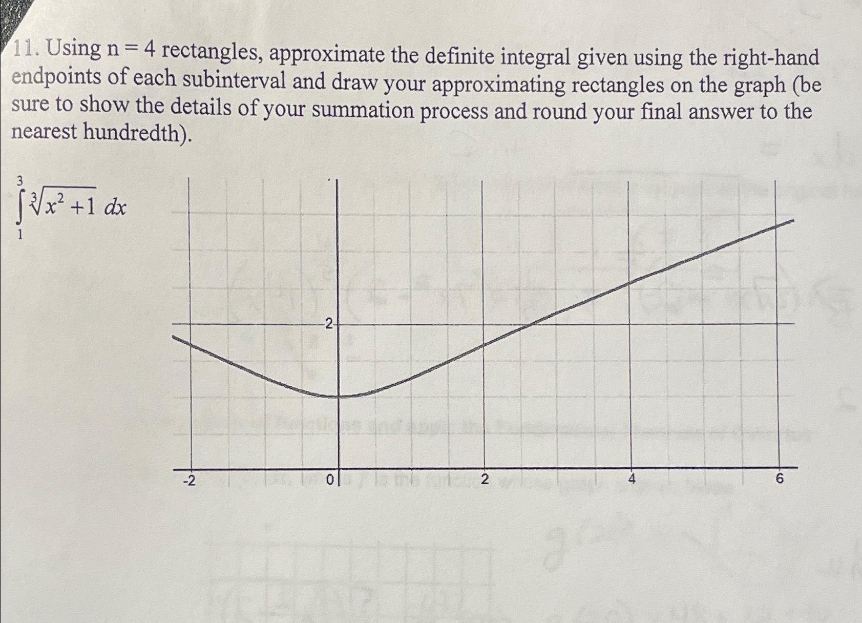 Solved Using n=4 ﻿rectangles, approximate the definite | Chegg.com