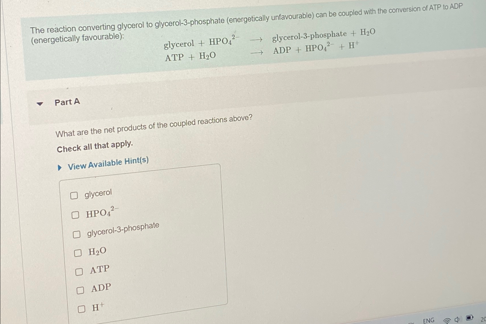 Solved The reaction converting glycerol to | Chegg.com