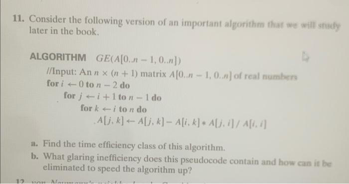 Solved 11. Consider the following version of an important | Chegg.com