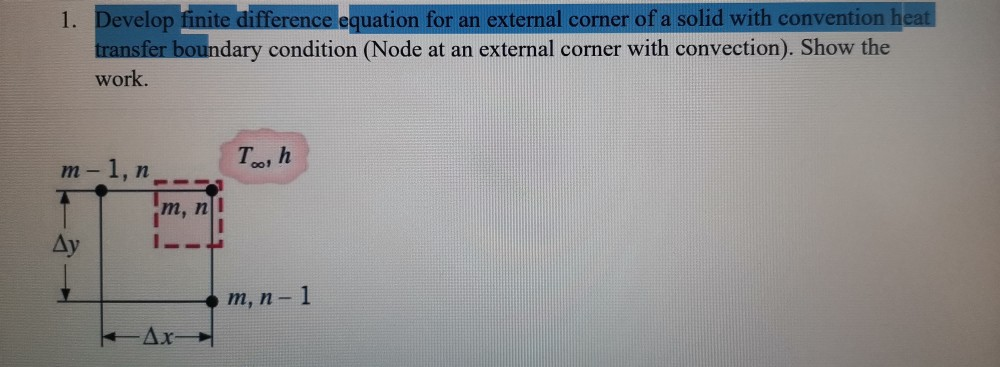 Solved 1 Develop Finite Difference Equation For An External 2422