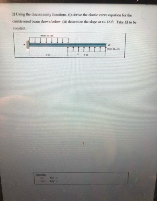 Solved 2 Using the discontinuity functions.) derive the | Chegg.com