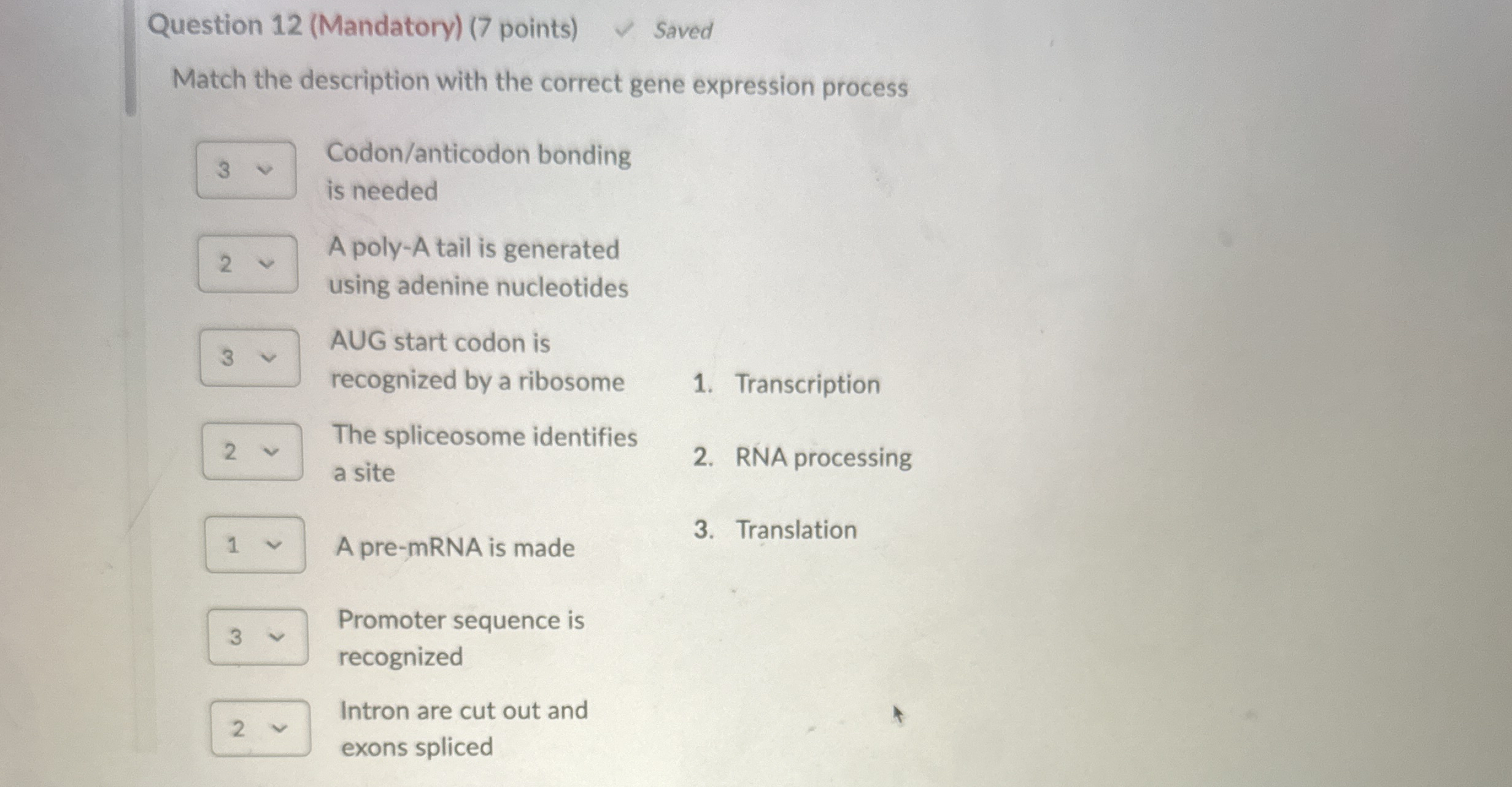 Solved Question 12 (Mandatory) (7 ﻿points) ﻿SavedMatch the | Chegg.com