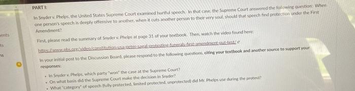 75 15 PARTI: In Snyder v. Phelps, the United States | Chegg.com