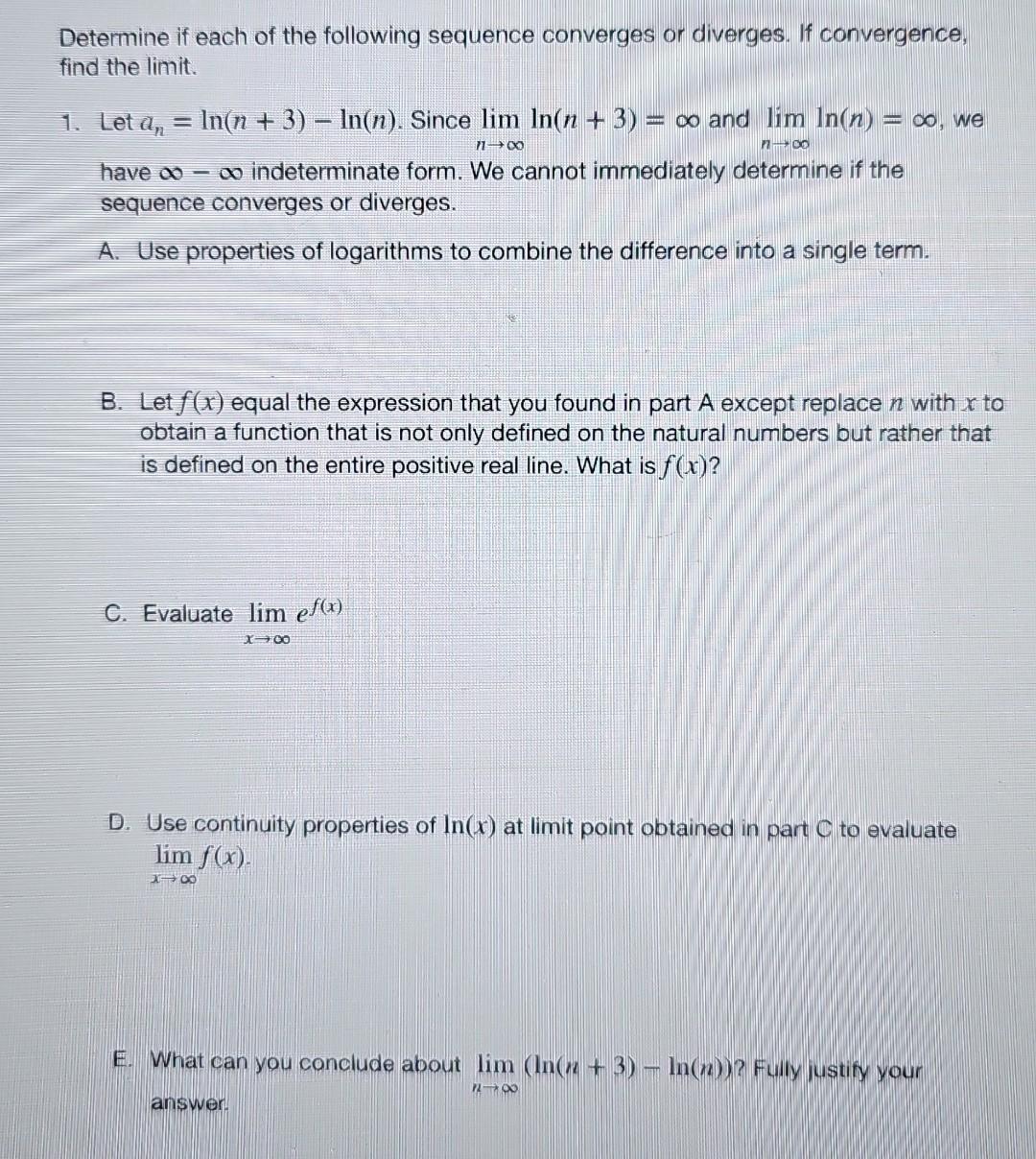 Solved Determine if each of the following sequence converges | Chegg.com