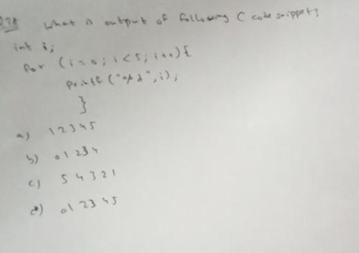 Solved Q38 ﻿What is output of filluwery C code srippet? int | Chegg.com
