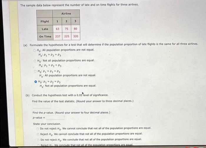 Solved The sample data below represent the number of late | Chegg.com