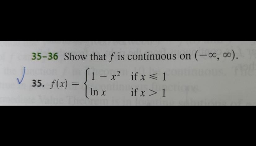 Solved 35-36 Show that f is continuous on (−∞,∞). 35. | Chegg.com