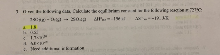 Solved 3. Given the following data, Calculate the | Chegg.com