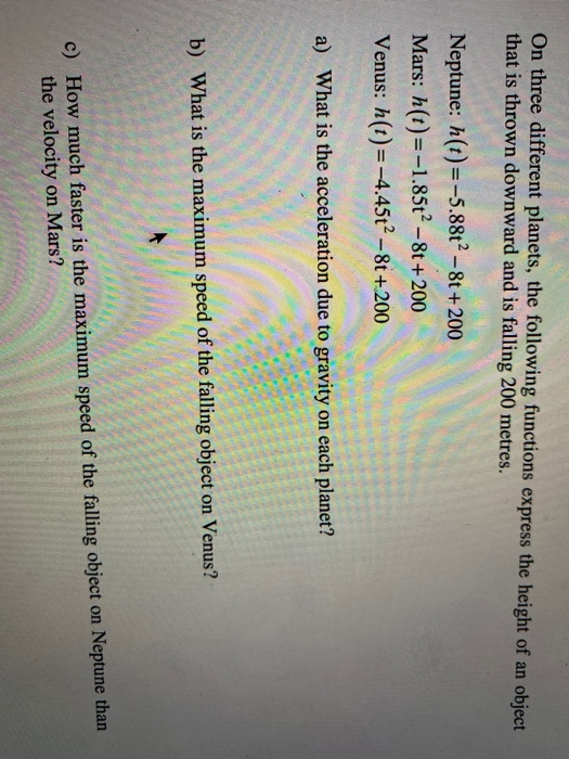 Solved On three different planets, the following functions | Chegg.com